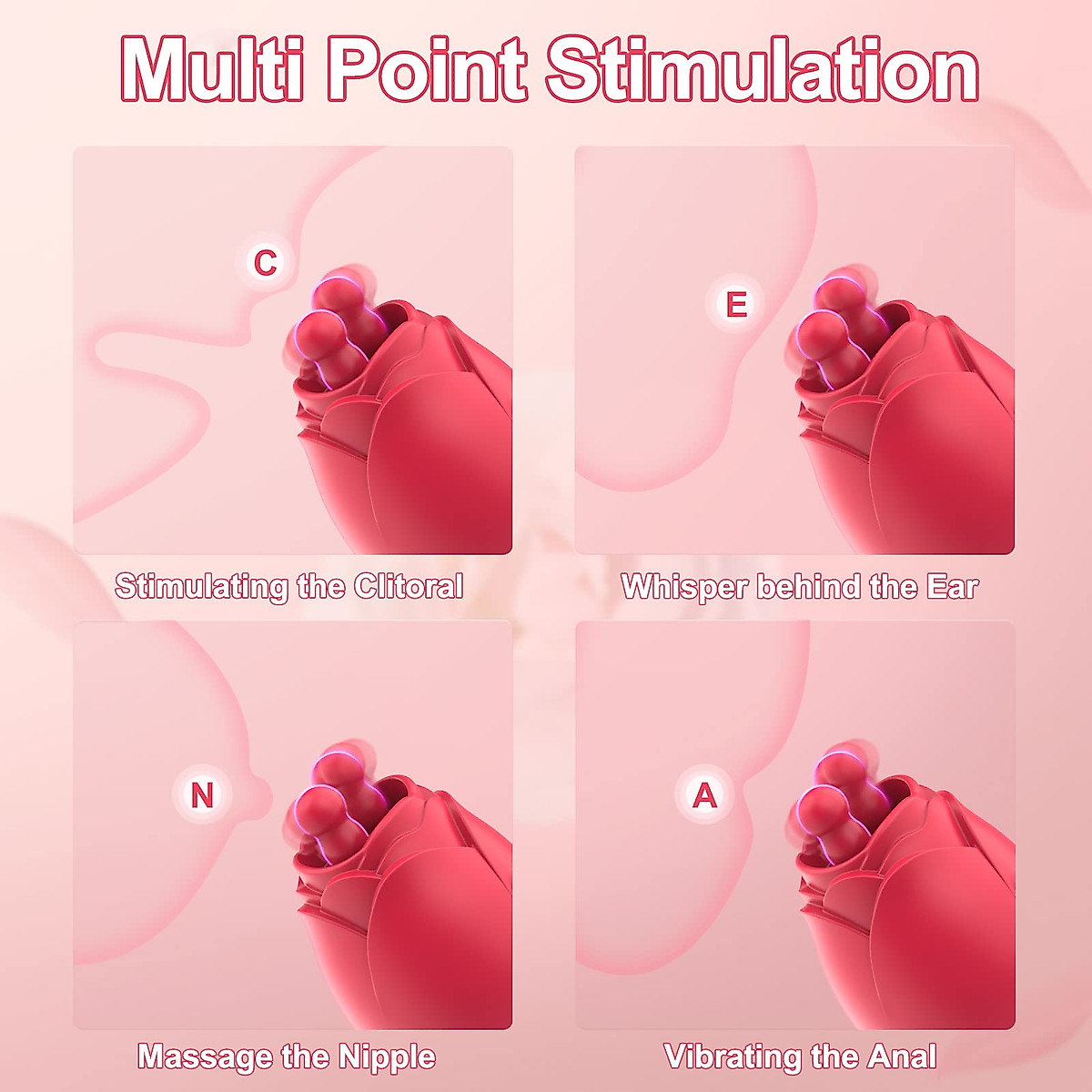 Double Tongue Licking Kneading Rose Swing Toy, Skin Friendly Touch Clitoral Nipple Anal Vibrators, 10 Stimulating Vibration Modes, Waterproof Sex Toy for Women Couple (Rose)