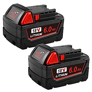 liangjia 2Packs 6.0Ah 18V Lithium-ion Replacement for Milwaukee M -18 Battery Compatible with Milwaukee 18V Tools