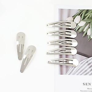 Lawie 100 Pack 2" Snap Hair Clips - Silver Metal Barrettes, 5cm Small Hairpins, Thin Barrettes for Gray Hair, DIY Crafts, Accessories for Women and Girls