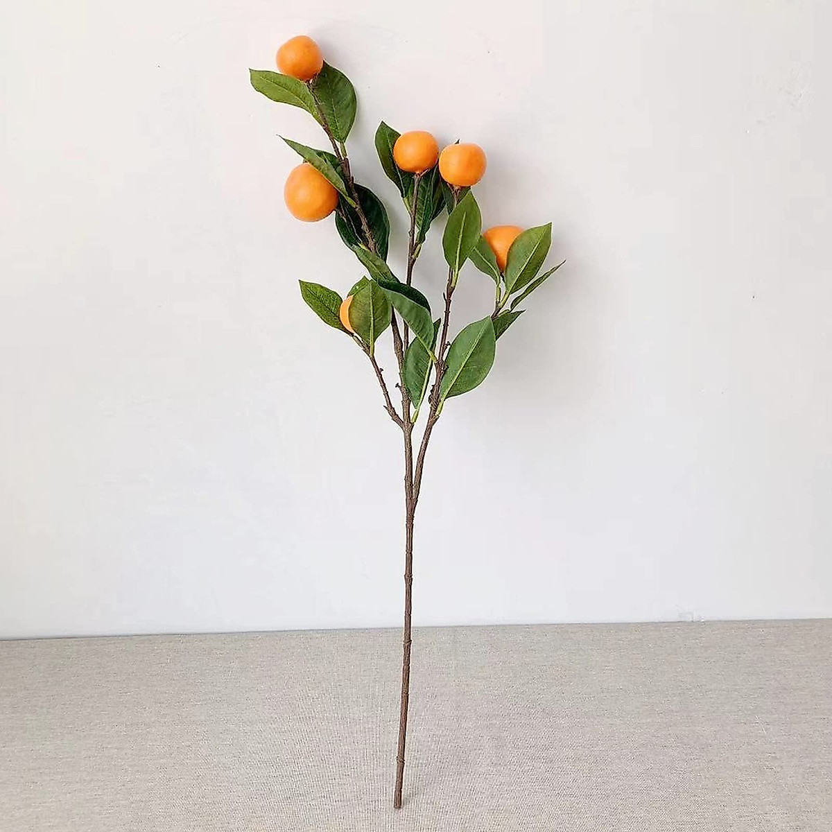 INIFLM 2Pcs Artificial Tangerine Branches, Vivid Orange Faux Tangerine Branch, Plant Branches with 6 Heads Fake Fruit for Table Kitchen Centerpiece, Indoor Home Party, Garden Decor