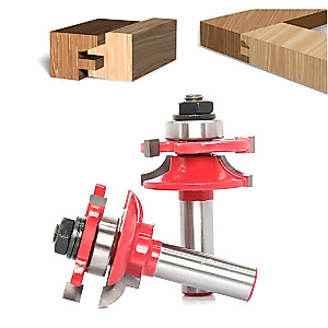 Sinoprotools 2Pcs Cabinet Door Rail and Stile Router Bits 1/2 Inch Shank, Round Over Rail and Stile Router Bit Set, Carbide-Tipped Milling Cutters for Professional Woodworking or DIY