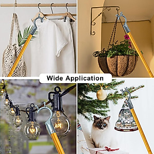 Greeily Clothes Hanger Reaching Hook, Garment Hook Reach Pole for Hanging Clothes Closet Bird Feeders Plants and Christmas Light Extendable from 31" to 61" with Sponge Handle (Dark Green Hook)