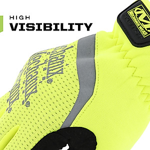 Mechanix Wear: Hi-Viz FastFit Work Gloves with Secure Fit Elastic Cuff, Reflective and High Visibility, Touchscreen Capable, Safety Gloves for Men, Multi-Purpose Use (Fluorescent Yellow, Large)