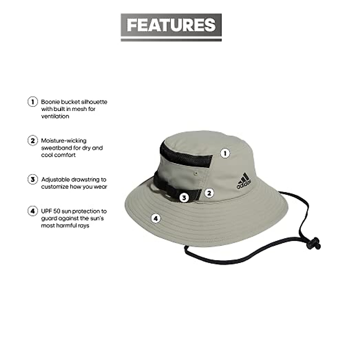 adidas mens Victory 3 Hat Bucket Headwear, Feather Grey/Black, Large-X-Large US