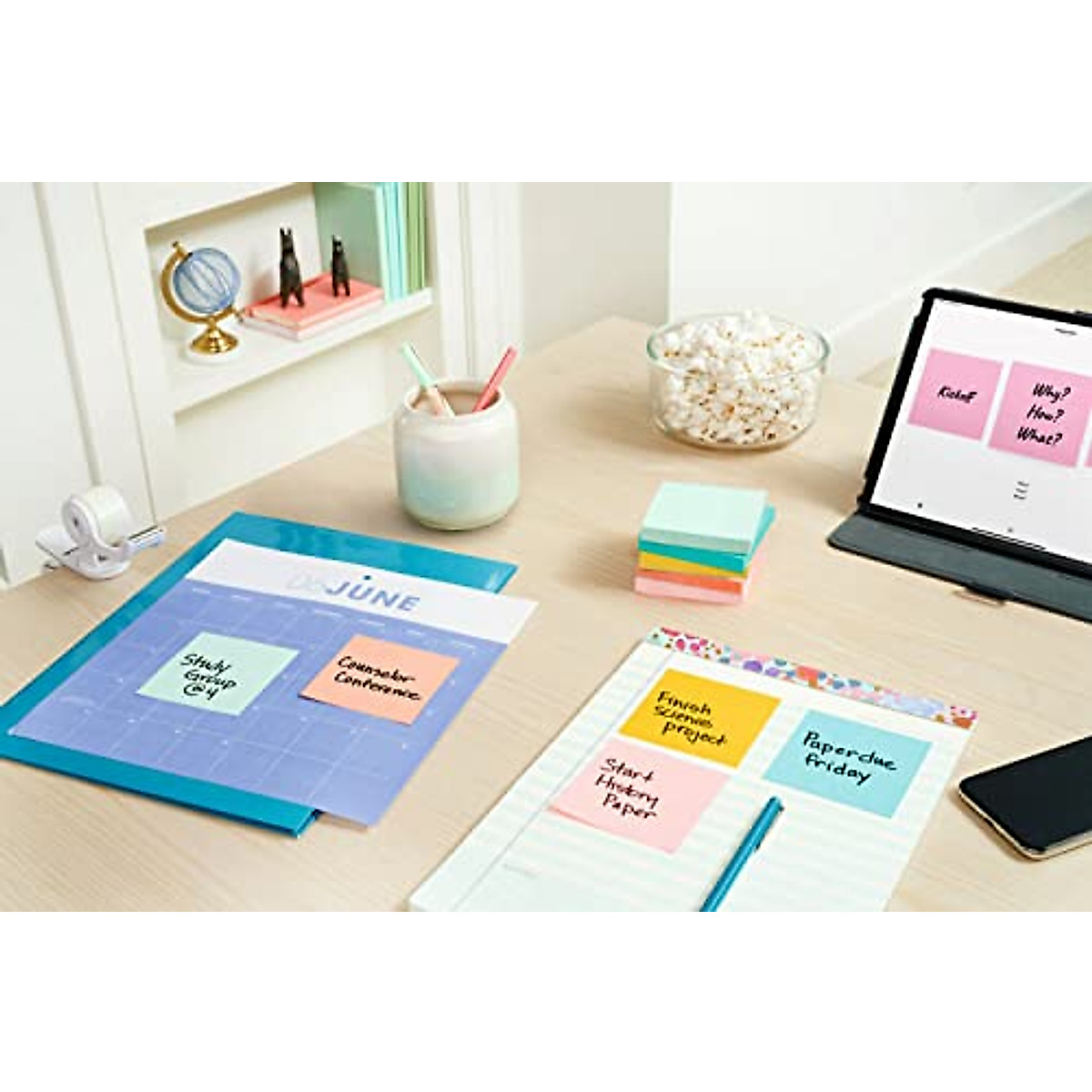 Post-it Pop-up Notes, 3x3 in, 12 Pads, America's #1 Favorite Sticky Notes, Beachside Café Collection, Pastel Colors, Recyclable (R330-12AP)