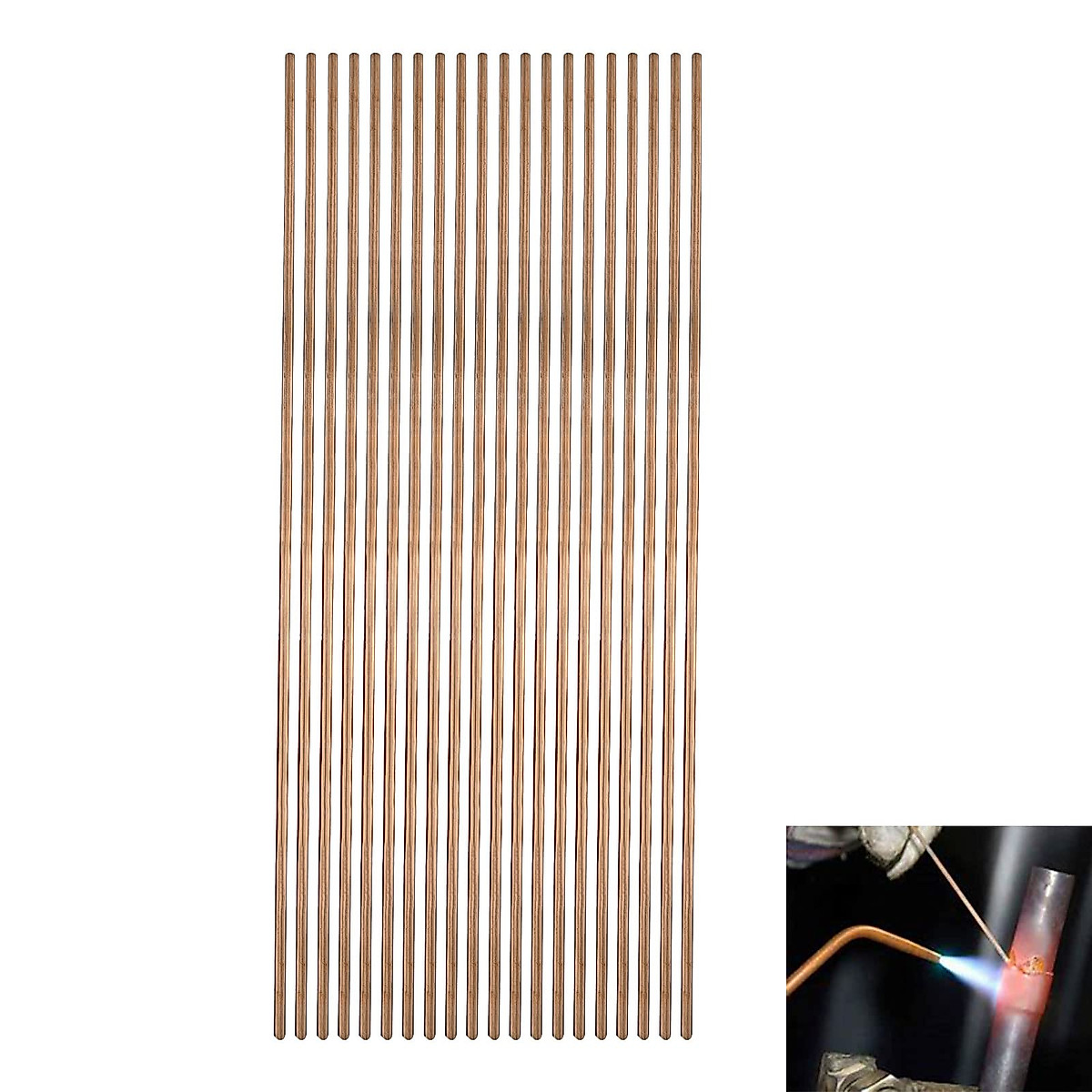 Copper Welding Rod, Selffluxing Phosphor Copper Round Welding Brazing Rod Low Temperature Easy Melt Welding Consumables for Air Conditioner Refrigerators (20Pcs, 250 x 2.5mm) (Copper)