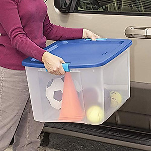 Sterilite True Blue 72 Qt./18 Gal. Latching Storage Bin with Clear Base