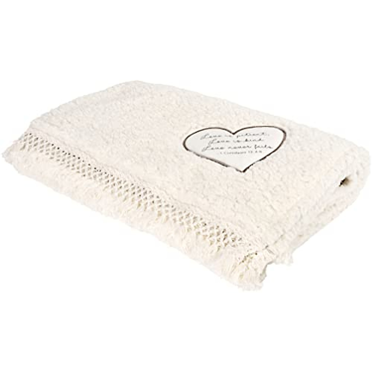 Pavilion - Love is Patient Love is Kind Love Never Fails - 1 Corinthians 13: 4-8 - 42x50 Inch Super Soft Sherpa Tassel Fringe Blanket Wrapped in A Ribbon with A Handle