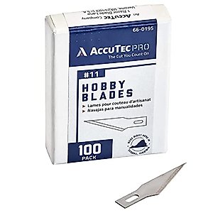 AccuTec Pro Hobby Blades #11 Standard Refill - 100-Pack - Precision Engineered with High Carbon Steel for Acute Point - APBL-5006