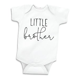 Bump and Beyond Designs Baby-Boys Little Brother Leotard for Boys Baby Announcement White, 0-3 Months