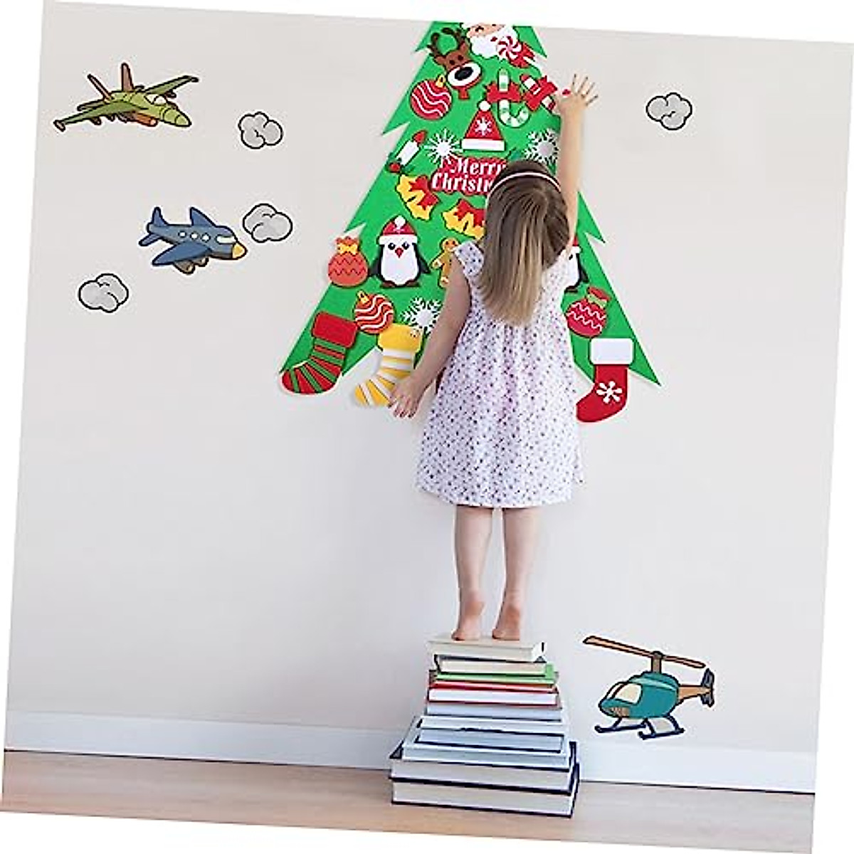 TOYANDONA Felt Christmas Tree Toddler Gift Kids Suit Blush Decor Childrens Nativity Set for Kids Felt Xmas Tree Ornament Xmas Party Favor Xmas Decorations Christmas Wall Hanging Without 3d