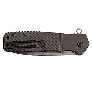 CRKT Homefront EDC Folding Pocket Knife: Assisted Open Everyday Carry, Sandvik 12C27 Plain Edge Blade, Liner Lock, Aluminum Handle K252GXP, Dark Gray