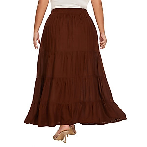 Beautybatik Maroon Women Boho Gypsy Long Maxi Tiered Peasant Skirt 3X