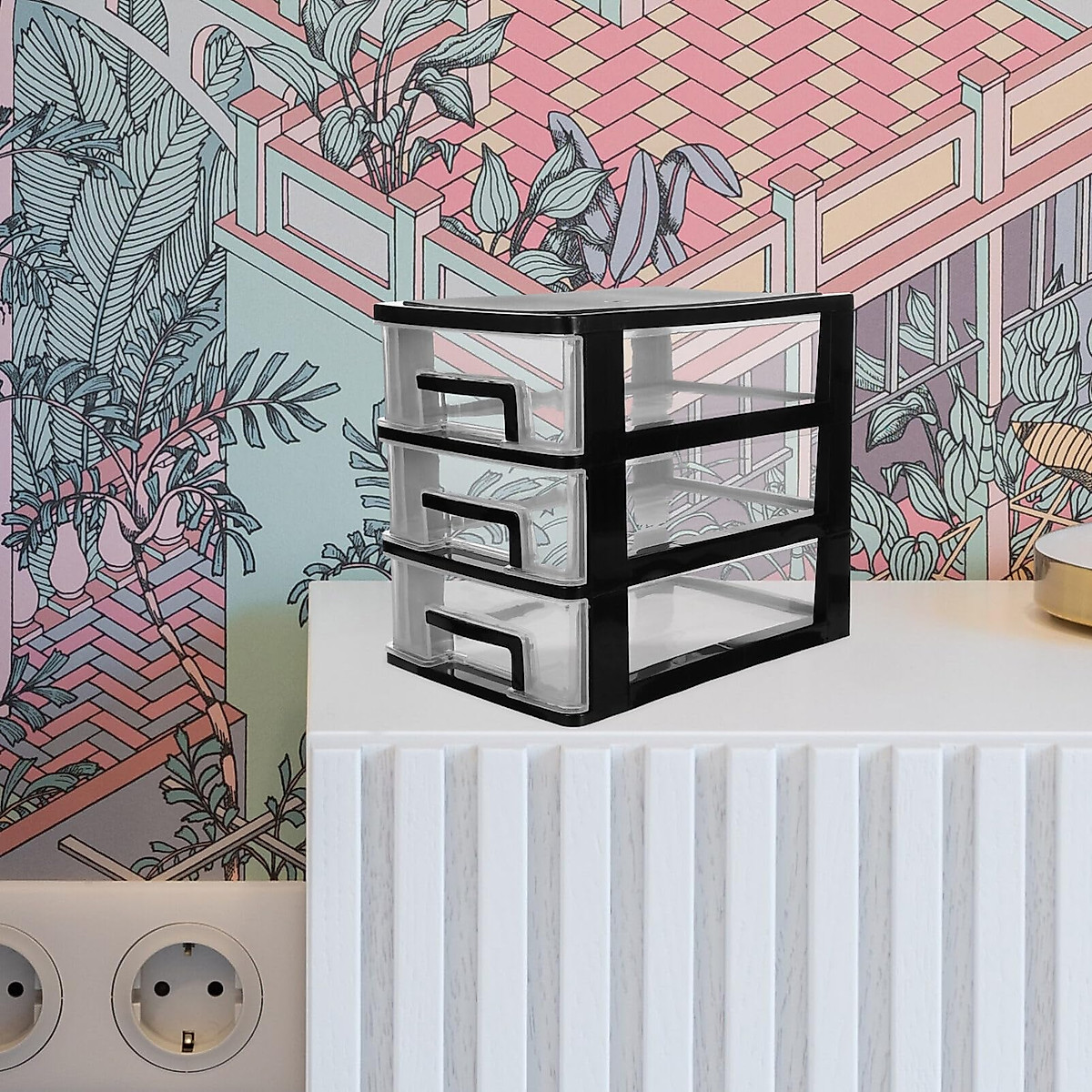 VANZACK Plastic Organizers and Storag, 3-Drawer Desktop Storage Unit Plastic Drawer Storage Container for Home, Office, Bathroom Storage Cabinet