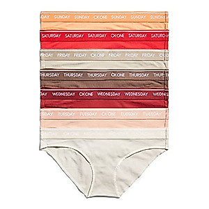 Calvin Klein Women's CK One Cotton Bikini Panty, Tapioca/Gentile/Red Carpet/Bright Camel/Tuffet/Exact/Soft Orange, Small