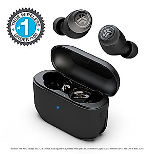 JLab Go Air Pop True Wireless Bluetooth Earbuds + Charging Case | Black | Dual Connect | IPX4 Sweat Resistance | Bluetooth 5.1 Connection | 3 EQ Sound Settings Signature, Balanced, Bass Boost