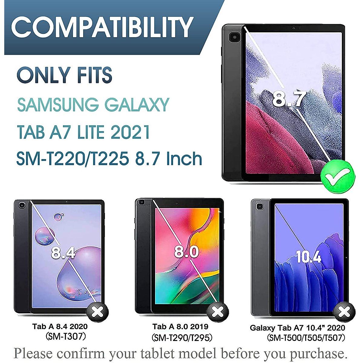 REAL-EAGLE Galaxy Tab A7 Lite 8.7 2021 Backlit Keyboard Case (SM-T220/T225), 7 Color Backlights Detachable Wireless Keyboard Protective Case Cover for Samsung Galaxy Tab A7 Lite 8.7 Inch, Black
