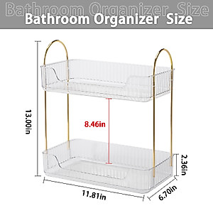 shuang qing Bathroom Counter Organizer Countertop Storage, Cosmetics Skincare Shelf Organizer, Makeup Organizer Perfume for Dresser Vanity Tray, Spice Rack Organizer for Kitchen(2 Tier-Clear)