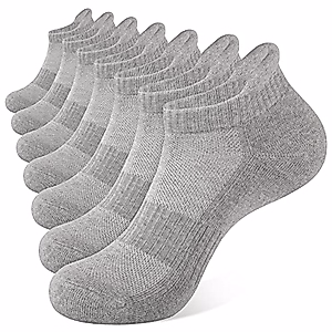 CLOSEMATE 7 Pairs Ankle Athletic Running Socks for Men Women - Comfortable Cotton Cushioned and Anti-Blister(7Grey, Size M)