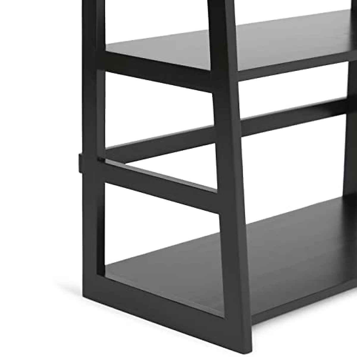 SIMPLIHOME Acadian SOLID WOOD 30 Inch Transitional Ladder Shelf Bookcase in Black, For the Living Room, Study Room and Office