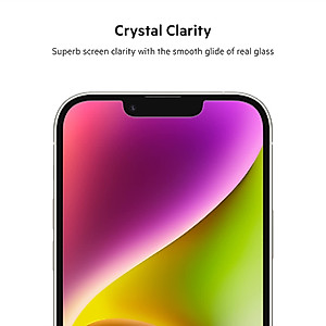 Belkin UltraGlass iPhone 14, iPhone 13 Pro Screen Protector - Easy Application with Installation Guide Tray - Crystal Clear Tempered Glass Screen Protector with AntiMicrobial-Treated Display