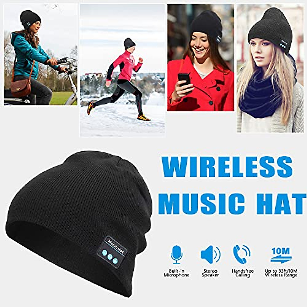 Abbicen Wireless Beanie Hat Music Hat with Gloves for Men Women Gift Unisex Music Beanie for Outdoor Sports Deep Grey