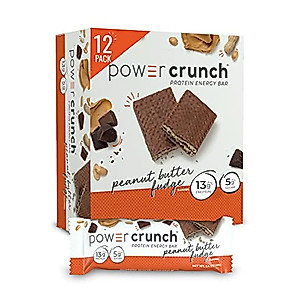 Power Crunch Whey Protein Wafer Bars, High Protein Snacks with Delicious Taste, Peanut Butter Fudge, 1.4 Ounce (12 Count)