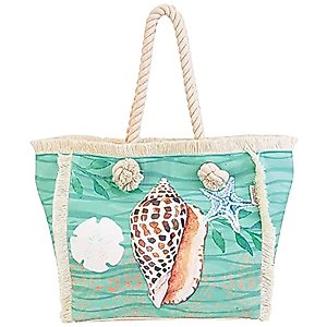 Sun 'N' Sand Cabarita Point Fringe Beach Shoulder Tote Green