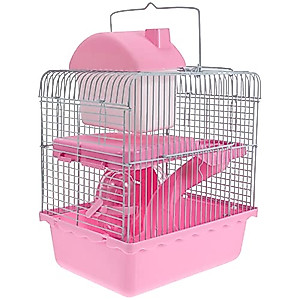 Balacoo Dwarf Hamster Cages Wheel, Animal Cages Dish- Hedgehog Critter Freely Ramps Gerbil Food Castle Double Cage- Luxury Connecting Transparent Mice Nest Large Centre Ladder Chinchilla