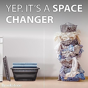 BROOKSTONE, 1 UNIT, 11 GALLONS - [OUR LARGEST BASKET EVER] 24" Collapsible Laundry Basket, Comfort Non-Slip Grip Handles, Minimalist Space Saving Design, Portable Pop-Up Hamper, [BPA FREE]