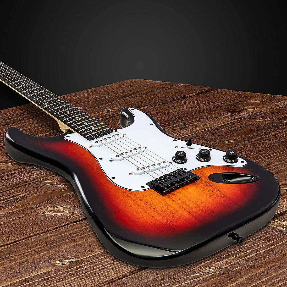 LyxPro Full Size Electric Guitar Sunburst with 20w Amp Package, Mackie Onyx Artist 2-2 Audio/Midi interface With Pro Tools First/Tracktion Music Production Software Kit With Professional Headphones