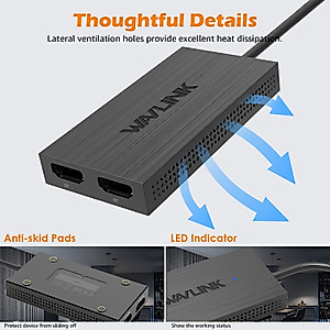 WAVLINK USB C or USB 3.0 to Dual HDMI Adapter, 1080P@60Hz Dual Monitors for Windows 7/8/8.1/10/11, Mac OS 10.10+, ChromeOS, Android,Thunderbolt 3/4, Not Compatible with Linux, iPad OS
