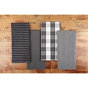 Kitchen Cotton Towels - 100% Cotton Gray Dish, Hand, Tea Towels - Flat, Terry, Waffle, Herringbone - 28 x 16 in