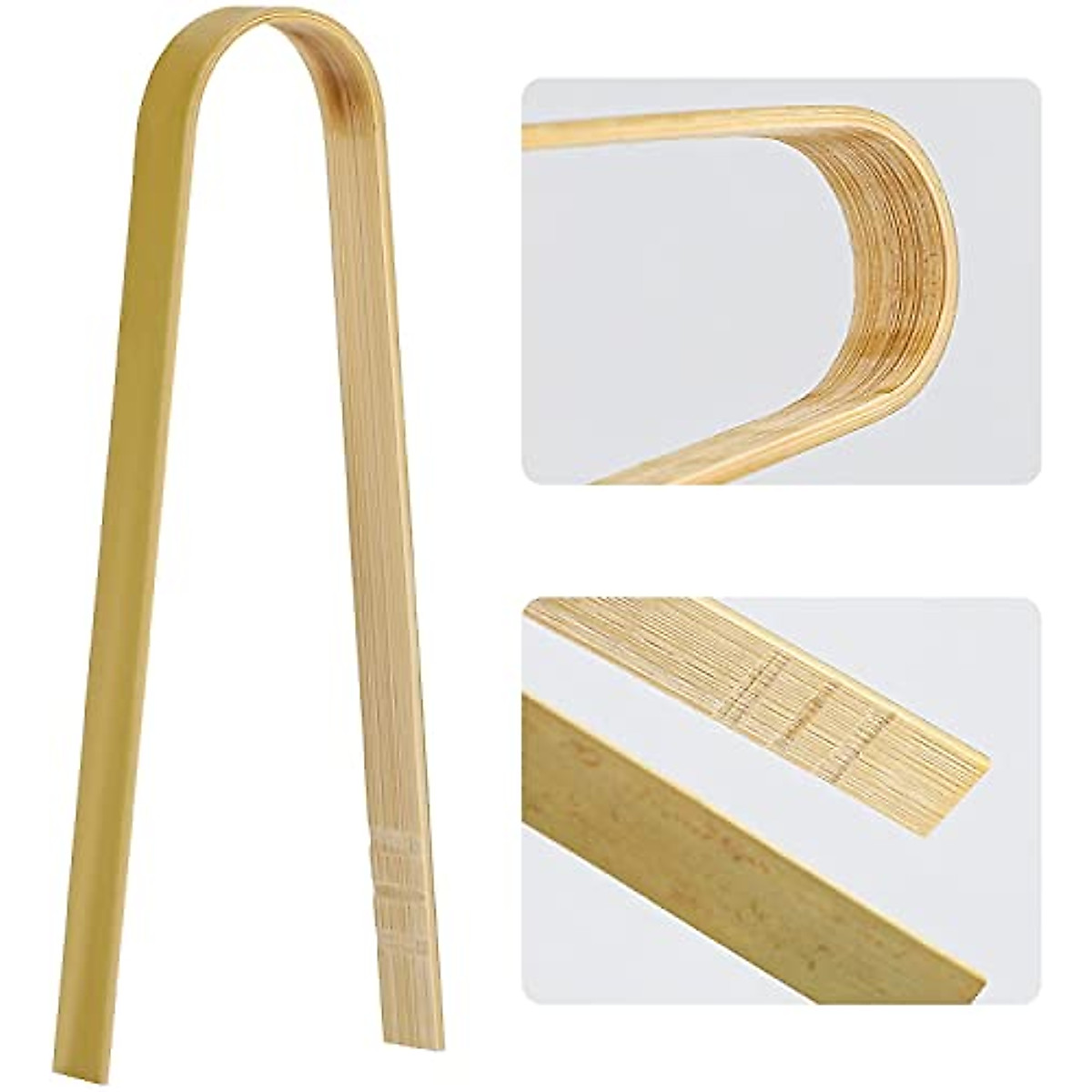 LUTER 20pcs Wooden Tongs Disposable Cooking Utensils Mini Bamboo Tongs Natural Toast Tongs for Cooking