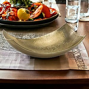 Modern Day Accents 3533 Cucha Large Scoop Gold Bowl, Shiny, Aluminum, Tabletop, Accent Piece, Centerpiece, Fruit Bowl, Fruit Holder, Potpourri Bowl Home Office or Room Decor 17.25"L x 9.75"W x 5.5"H