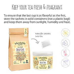 Friendship Organics Decaf Chai Tea Bags, Organic and Fair Trade 20 count