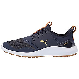 Puma Golf Men's Ignite Nxt Lace Golf Shoe, Peacoat-Puma Team Gold-Puma White, 9.5 M US