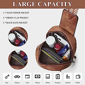 Imperial HORSE Small Fanny Packs Sling Bag for Women Crossbody, Crossbody Bags for Women Men, Belt Chest Bag Waist Packs for Women for Shopping Travel, 1-2 Brown