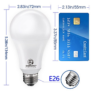Energetic Lighting Super Bright 50/100/150W 3-Way A21 LED Light Bulb, 800/1600/2200 Lumens, 5000K Daylight, Non-dimmable, E26 Base, UL Listed, 2-Pack