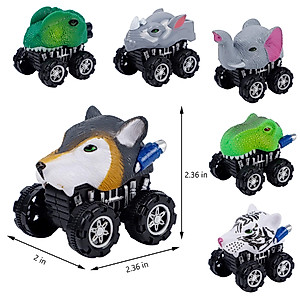 DR.DUDU Large Easter Eggs with Toys Inside, 4 X 3, 6 Pcs Easter Surprise Eggs with 6 Pcs Animal Pullback Toy Cars, Egg Toys for