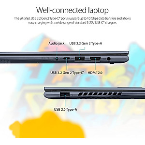 ASUS Vivobook S 14 Flip 2-in-1 Business Laptop (14" FHD+ 16:10 Touchscreen, 16GB RAM, 1TB SSD, AMD 6-Core Ryzen 5 5600H (> i7-1165G7), Active Pen), Backlit, FP, FHD Webcam, Win 11 Pro, Quiet Blue