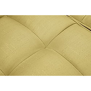 KoiHome Futon Sleeper Sofa Adjustable Back and Two Pillows, Modern Chaise with Conical Solid Wood Legs, Contemporary Home Furniture for Living, Bedroom,Office,Waiting Room, Polyester, Yellow