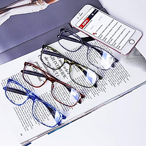 DOOViC Computer Reading Glasses 4 Pack Blue Light Blocking Glasses Anti Eyestrain Flexible Lightweight Readers for Women Men 2.25 Strength