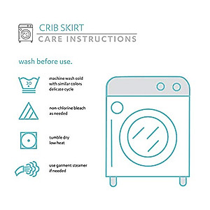 Lush Decor Baby Printed Linen Textured Solid Crib Skirt, Gray 52"L x 28"W + 16" Drop