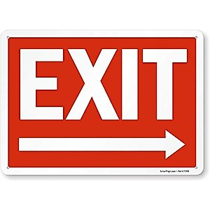 "Exit" Sign with Right Arrow by SmartSign | 10" x 14" Plastic