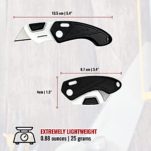 EDCSMYTHS Folding Pocket Utility Knife, Weather & Rust Resistant ABS Plastic Body, Ergonomic Design, Strong Grip, Built-in Keyring/Lanyard Hole, Easy Open/Close Folding Blade, Small 2 Piece