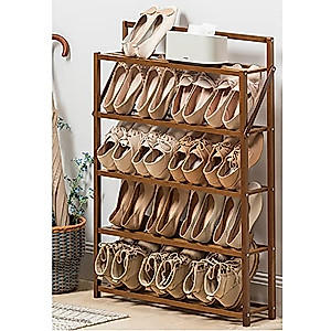 WYQQ 17cm Ultra-Thin Shoe Hanger for Home Dormitory Mudroom Standing Bamboo Shoe Storage Rack Collapsible Shoe Holder(Size:68.5x17x100cm,Color:Brown)