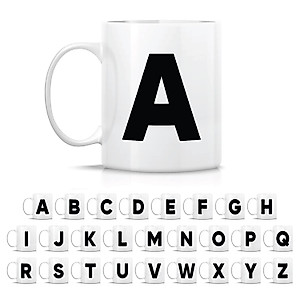 Retreez Initial A-Z Alphabet Monogrammed Monogram Mug 11 Oz Ceramic Tea Coffee Mugs - Graduation Appreciation Thank You Holiday Birthday Gifts for her friend coworker mother father sister - A Initial