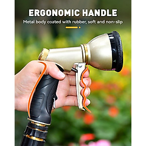 RAINPOINT Garden Hose Nozzle, 100% Zinc Alloy Hose Sprayer Nozzle with 9 Spray Patterns, High Pressure Water Hose Nozzle Heavy Duty Hand Sprayer, Watering Plants and Lawn, Car Washing, Pet Showering