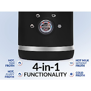 Zulay Kitchen 4-in-1 Milk Steamer - Automatic Milk Frother Electric (10oz/300ml) - Milk Frother and Steamer - Stainless Steel Electric Milk Frother For Latte, Cappuccino, Hot Chocolate (Turbo Black)